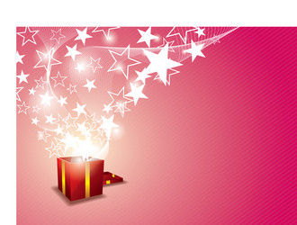 Floating gift with cartoon balloons Royalty Free Vector