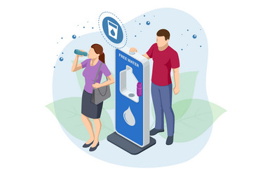 Isometric drinking water filling station refill Vector Image