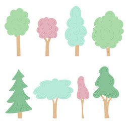 Forest landscape design elements set Royalty Free Vector