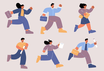 Business people run late in office oversleep Vector Image