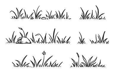 Grass doodle sketch style set hand drawn Vector Image