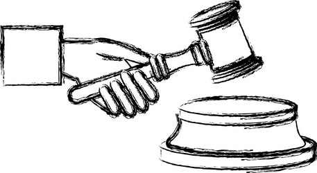 Judge hand with justice hammer Royalty Free Vector Image