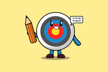 Cute cartoon archery target holding golden trophy Vector Image