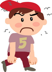 Cartoon character boy angry Royalty Free Vector Image