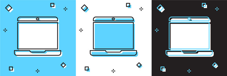 Set laptop icon isolated on blue and white black Vector Image