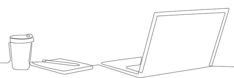 Continuous line drawing of a workspace Royalty Free Vector
