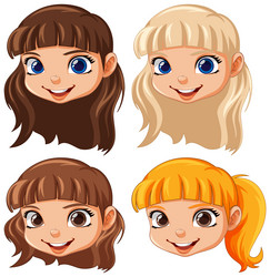 Cute girl face smilling isolated Royalty Free Vector Image