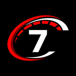 Sport car logo on letter 7 speed concept Vector Image
