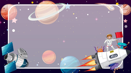 Background scene with rocket and planets in space Vector Image