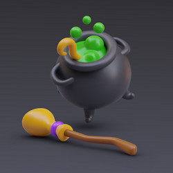 Composition with black vat toxic potion Royalty Free Vector