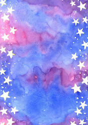 Star on fairy tale sky watercolor background Vector Image
