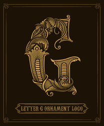 Vintage letter g floral pattern style Royalty Free Vector