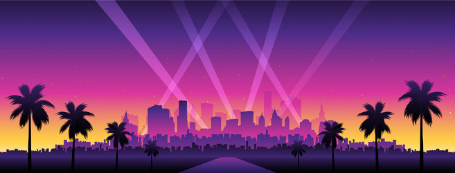 Hollywood panoramic cityscape background Vector Image