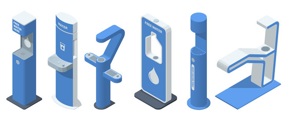 Isometric drinking water filling station refill Vector Image