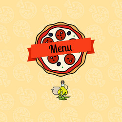 Pizza slices blackboard pizzeria menu colorful Vector Image