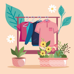 Girls with clothes rack Royalty Free Vector Image