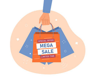 Hand with shopping bag Royalty Free Vector Image