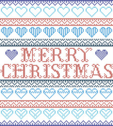 Nordic style pattern with hearts Royalty Free Vector Image