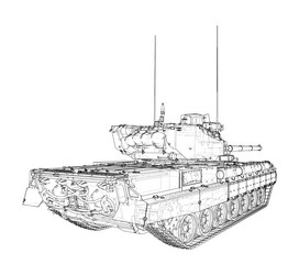 Polygonal model a battle tank 3d view Royalty Free Vector