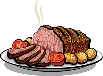 Roast beef with potatoes Royalty Free Vector Image