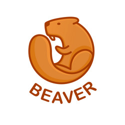 Beaver logo design template rodent character Vector Image