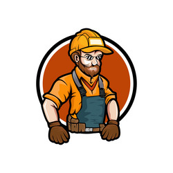 Contractor mascot logo design construction worker Vector Image