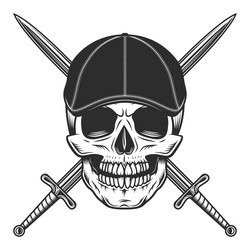 Skull in gangster flat cap with machete sword Vector Image