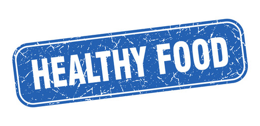 Square grunge blue healthy food stamp Royalty Free Vector