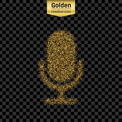 Gold glitter icon of microphone isolated Vector Image