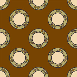 Seamless pattern with vintage plates brown Vector Image