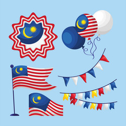 Hari merdeka lettering with flag waving Royalty Free Vector