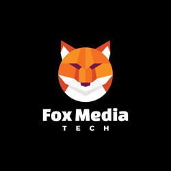 Logo fox media low poly style Royalty Free Vector Image