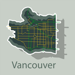 Vancouver city plan detailed sticker map Vector Image