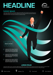 Win success businessman on flyer corporate Vector Image