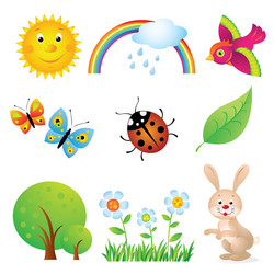 Cartoon kids seasonal winter spring summer fall Vector Image