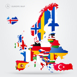 Political map europe in four colors with names Vector Image