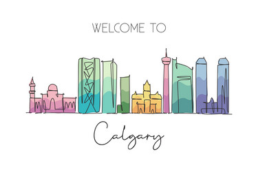 One single line drawing calgary city skyline Vector Image
