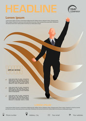 Win success businessman on flyer corporate Vector Image