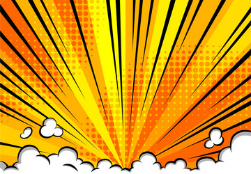 Sunset comic background coloring pop art comics Vector Image