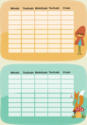 Timetable for six days on a blue background Vector Image