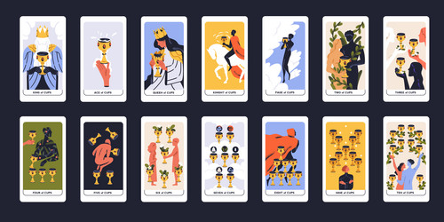 Tarot cards flat deck cartoon taro card minor Vector Image