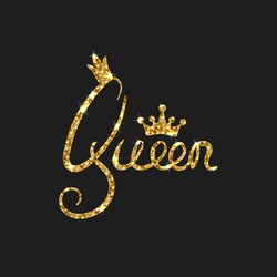 Prom queen calligraphy hand lettering with gold Vector Image