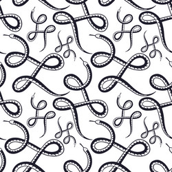 Snakes seamless pattern in black Royalty Free Vector Image
