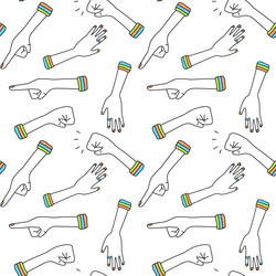 Pushing palm gesture doodle cartoon hipster style Vector Image