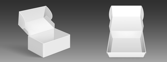 White cardboard open empty box mockup Royalty Free Vector