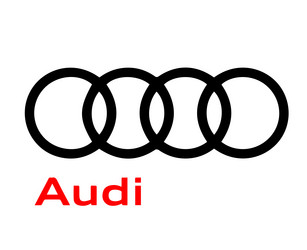 Audi brand symbol logo with name black design Vector Image