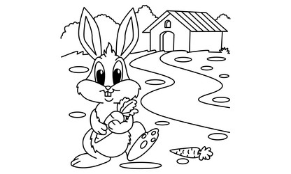 Cute rabbit cartoon coloring page Royalty Free Vector Image