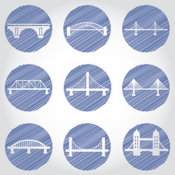 Isolated bridges icons set Royalty Free Vector Image