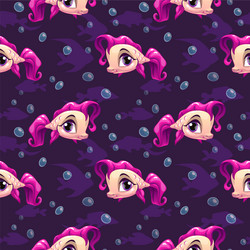 Cute cartoon pink girl fish Royalty Free Vector Image