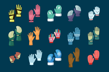 Snow mittens gloves winter cartoon Royalty Free Vector Image